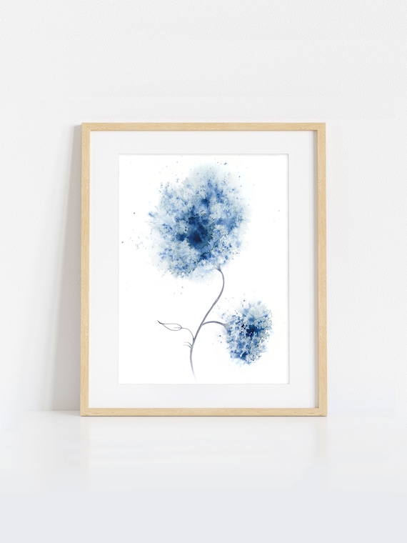 Blue Flower Painting Print of Original Artwork Abstract | Etsy