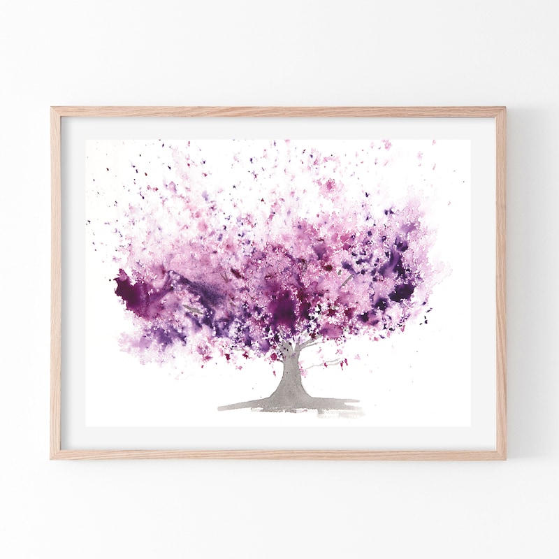 Purple Tree Painting - Etsy