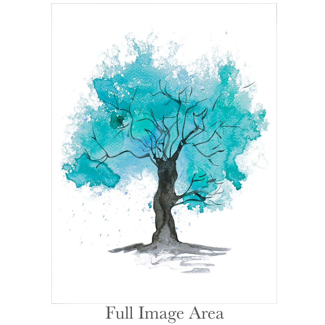 Abstract Tree Painting Blue Green Aqua Giclee Print From | Etsy