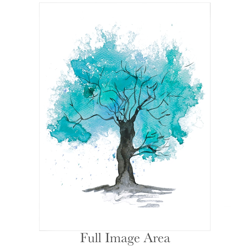 Abstract Tree Painting Blue Green, Aqua Giclee Print From Original ...