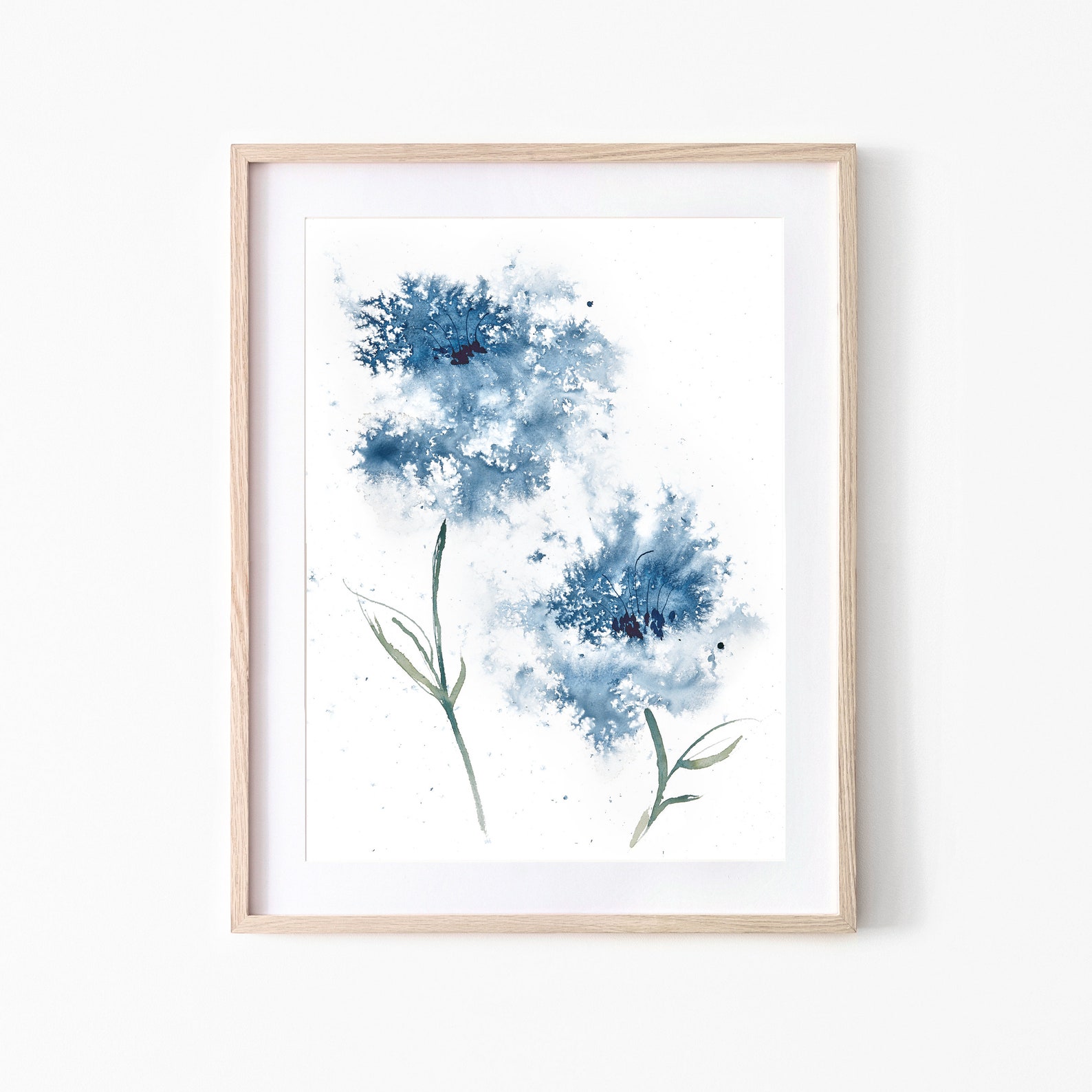 Navy Blue Floral Poster Print Abstract Flower Artwork Nature - Etsy UK