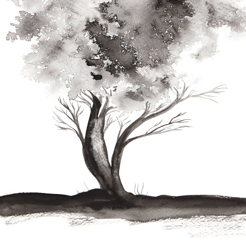 Abstract Tree Painting in Black and White Monochrome Fine Art | Etsy
