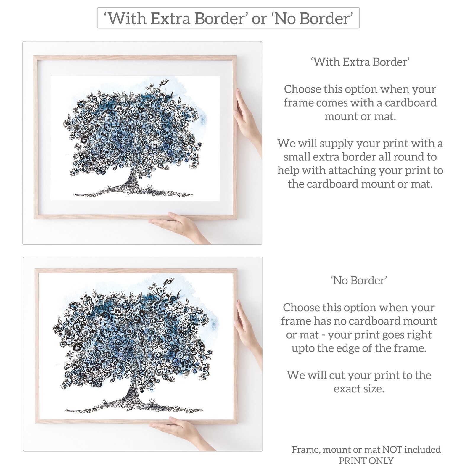 Tree Art Poster Print Blue Large Wall Hangings Navy Wall Hangings ...