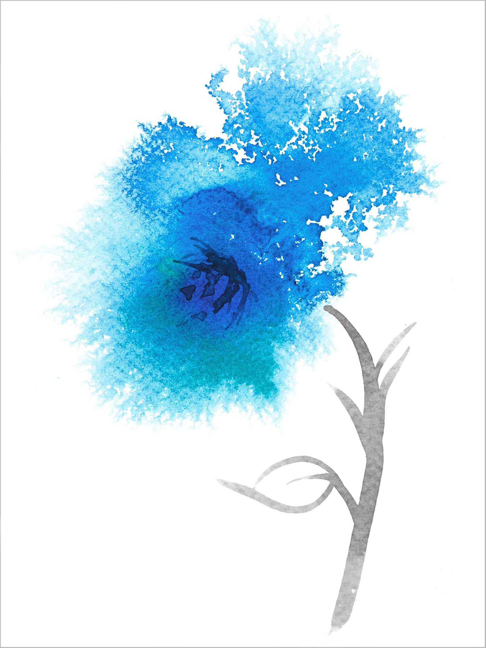 Abstract Blue Flower Painting Fine Art Print of Original - Etsy