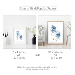 Navy Blue Floral Poster Print, Abstract Flower Artwork, Nature Art for ...