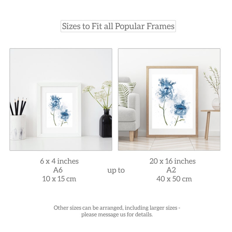 Navy Blue Floral Poster Print Abstract Flower Artwork Nature | Etsy UK