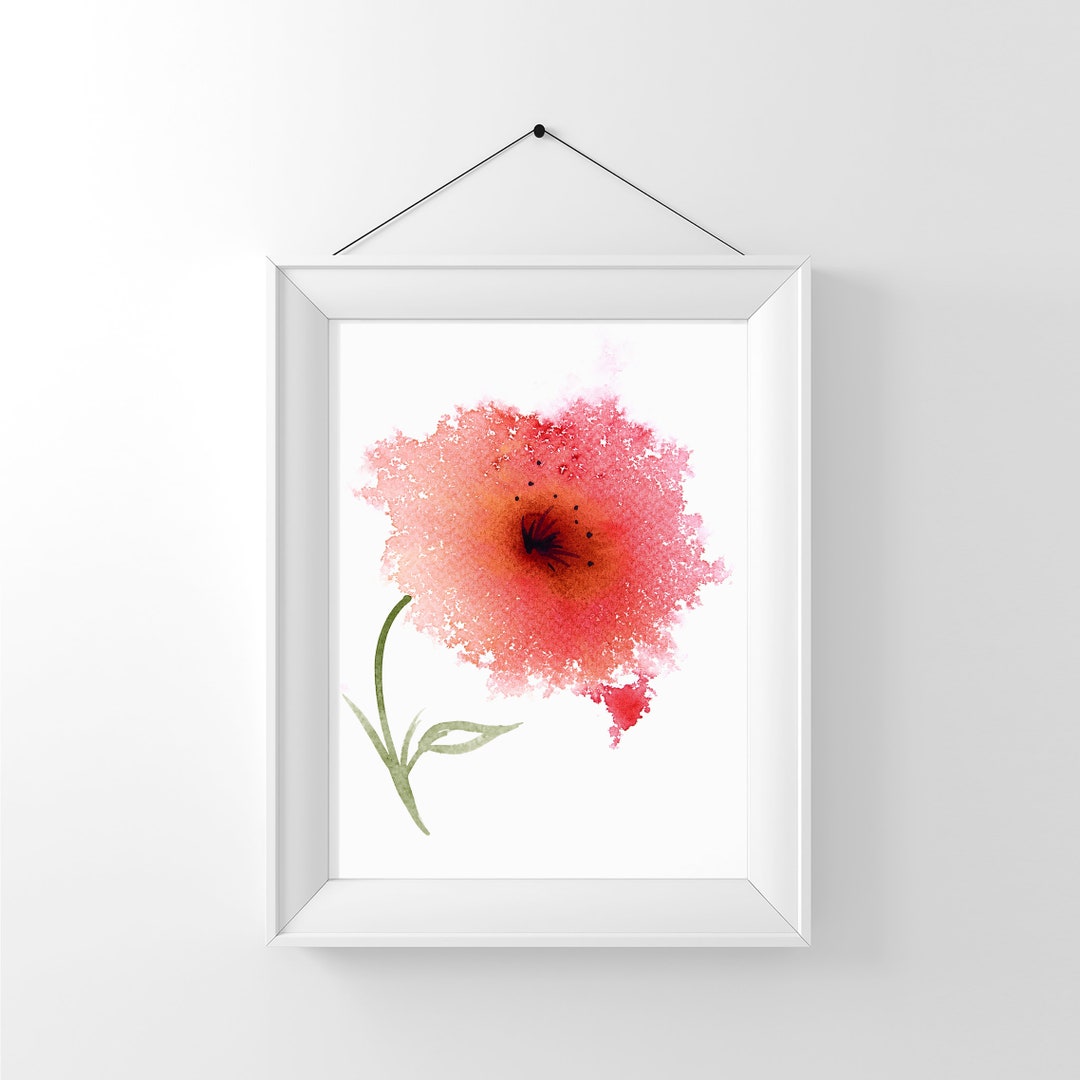 Red Watercolour Flower Painting, Fine Art Print of Original Watercolor ...