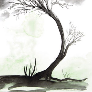 Black and White Abstract Tree Painting, Giclee Print From Original ...