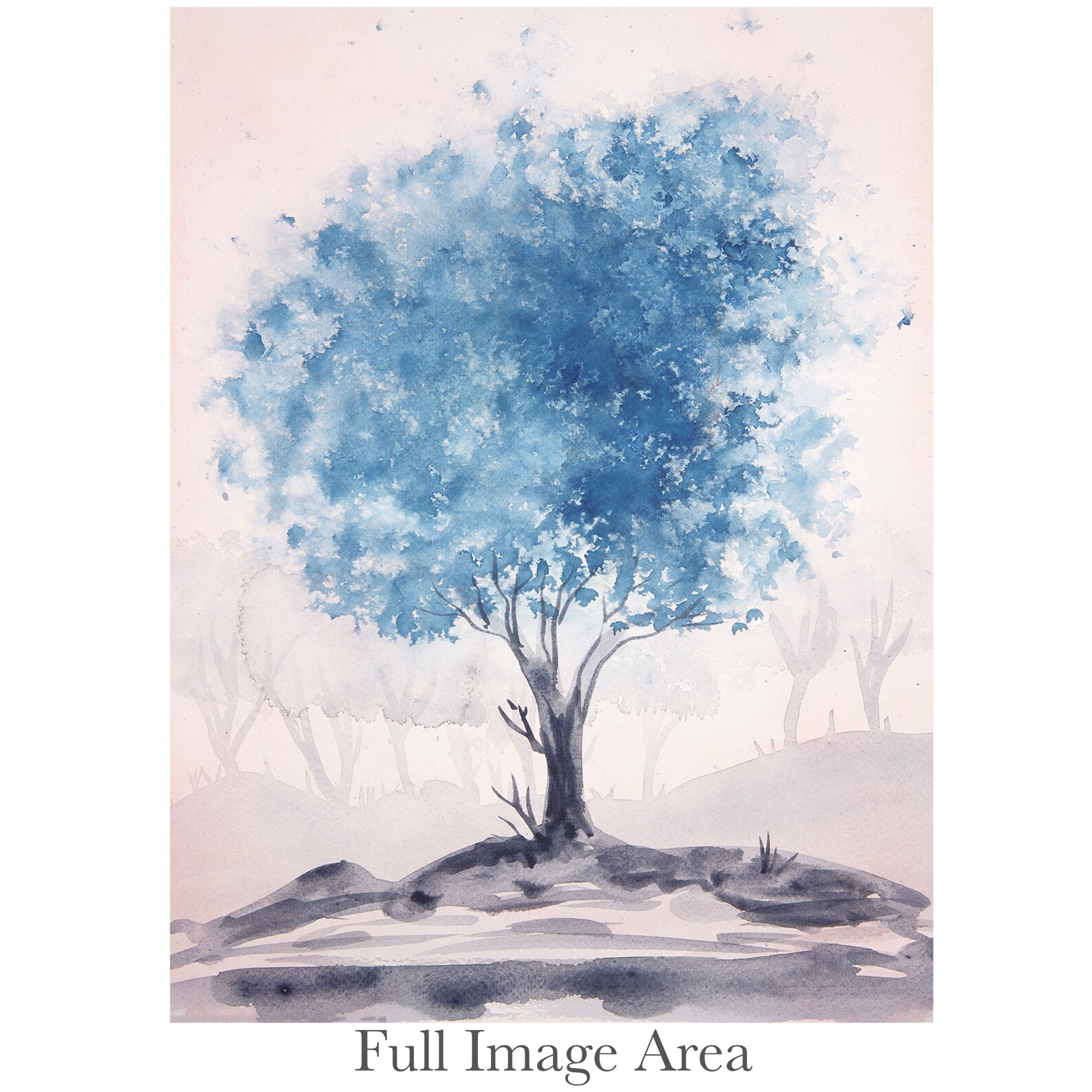 Tree Painting in Blue Print of Original Watercolour Artwork - Etsy
