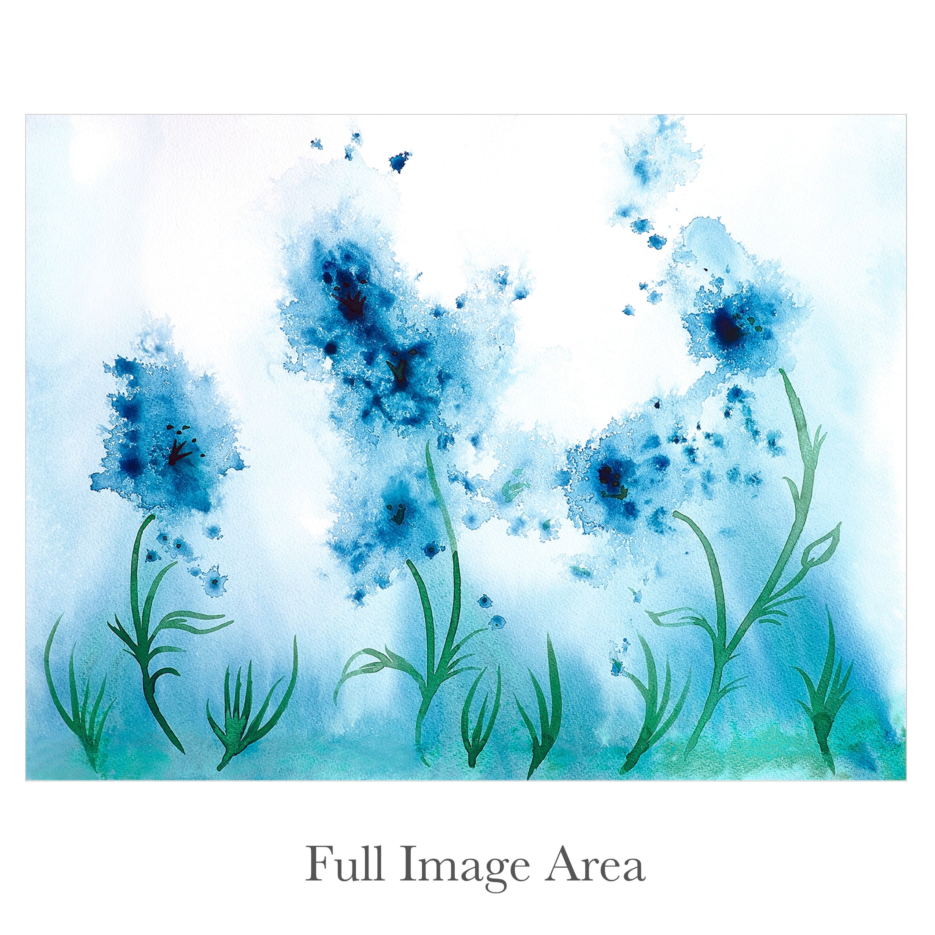 Blue Abstract Flower Print, Original Painting in Shades of Blue, Modern ...