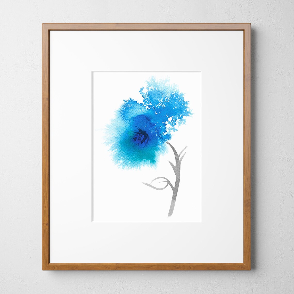 Abstract Blue Flower Painting Fine Art Print of Original - Etsy