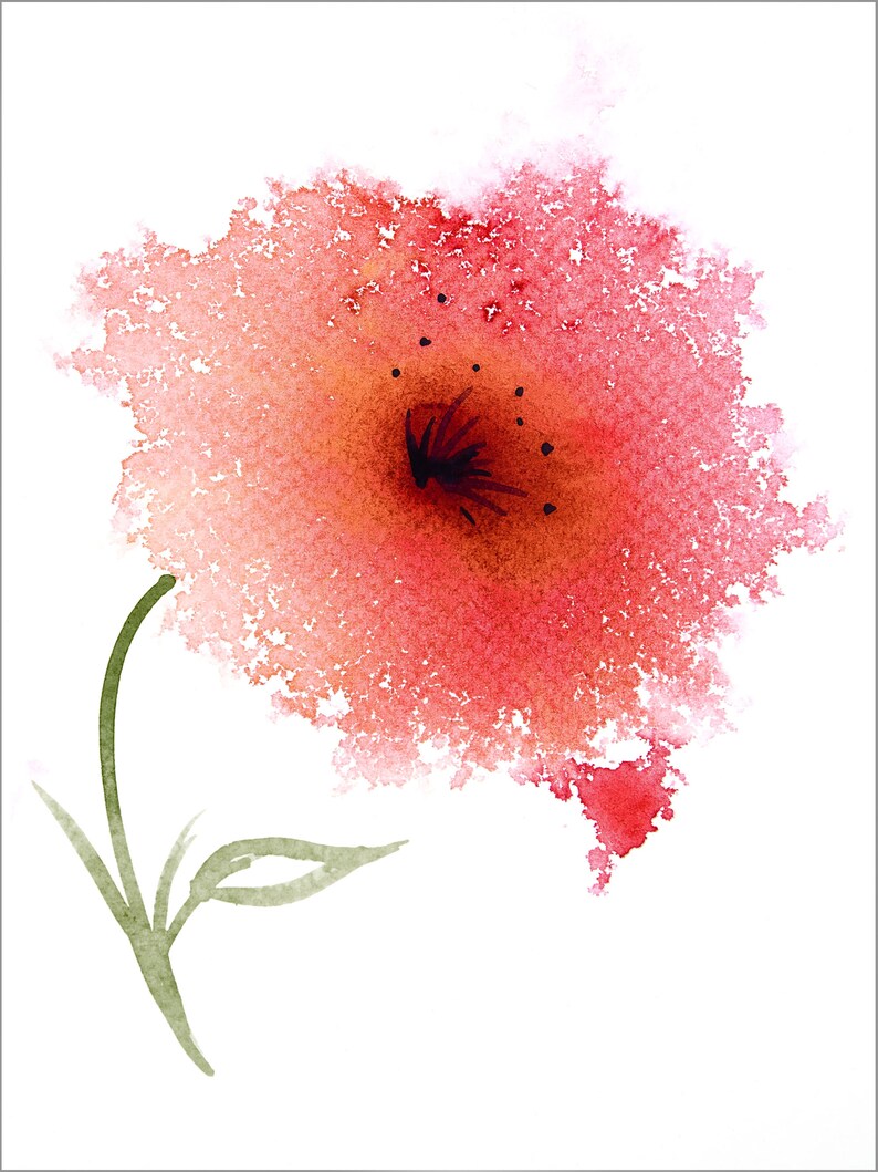 Red Watercolour Flower Painting Fine Art Print of Original | Etsy