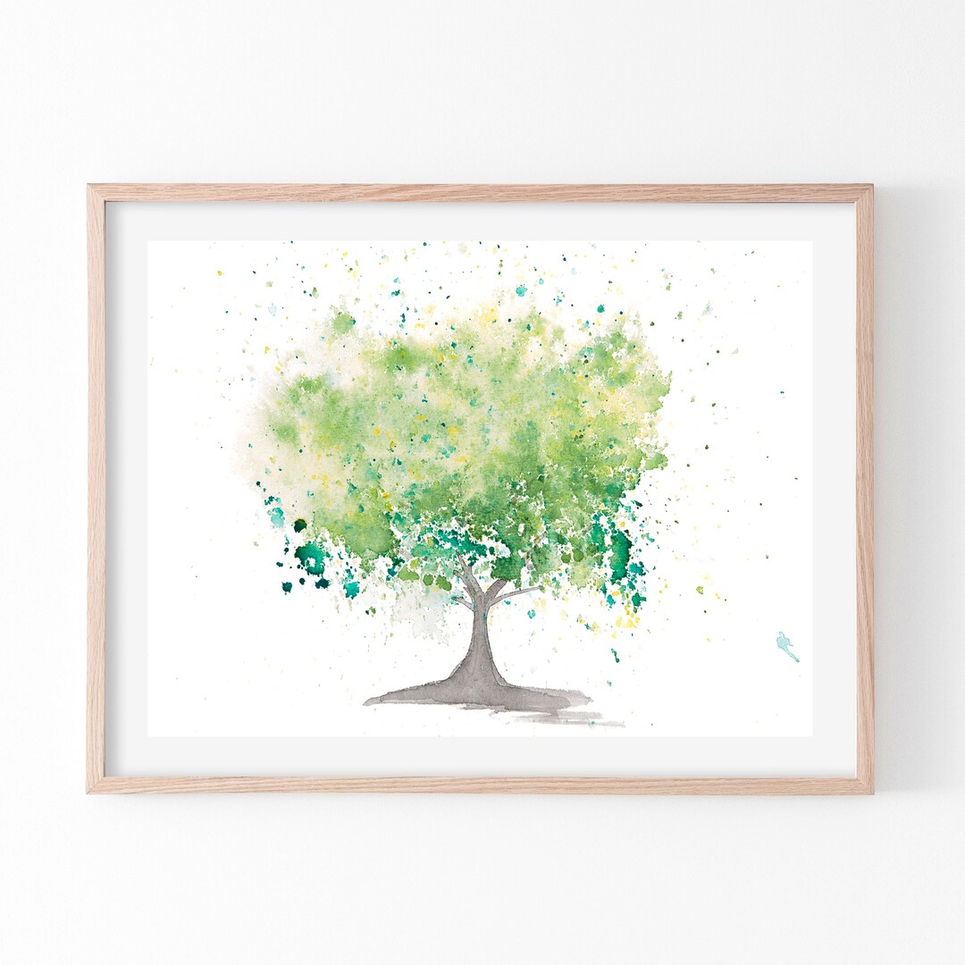 Green Abstract Tree Poster Print, Watercolour Fine Art Print, Original ...