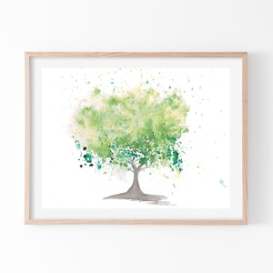 Green Abstract Tree Poster Print, Watercolour Fine Art Print, Original ...