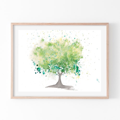 Green Abstract Tree Poster Print Watercolour Fine Art Print - Etsy