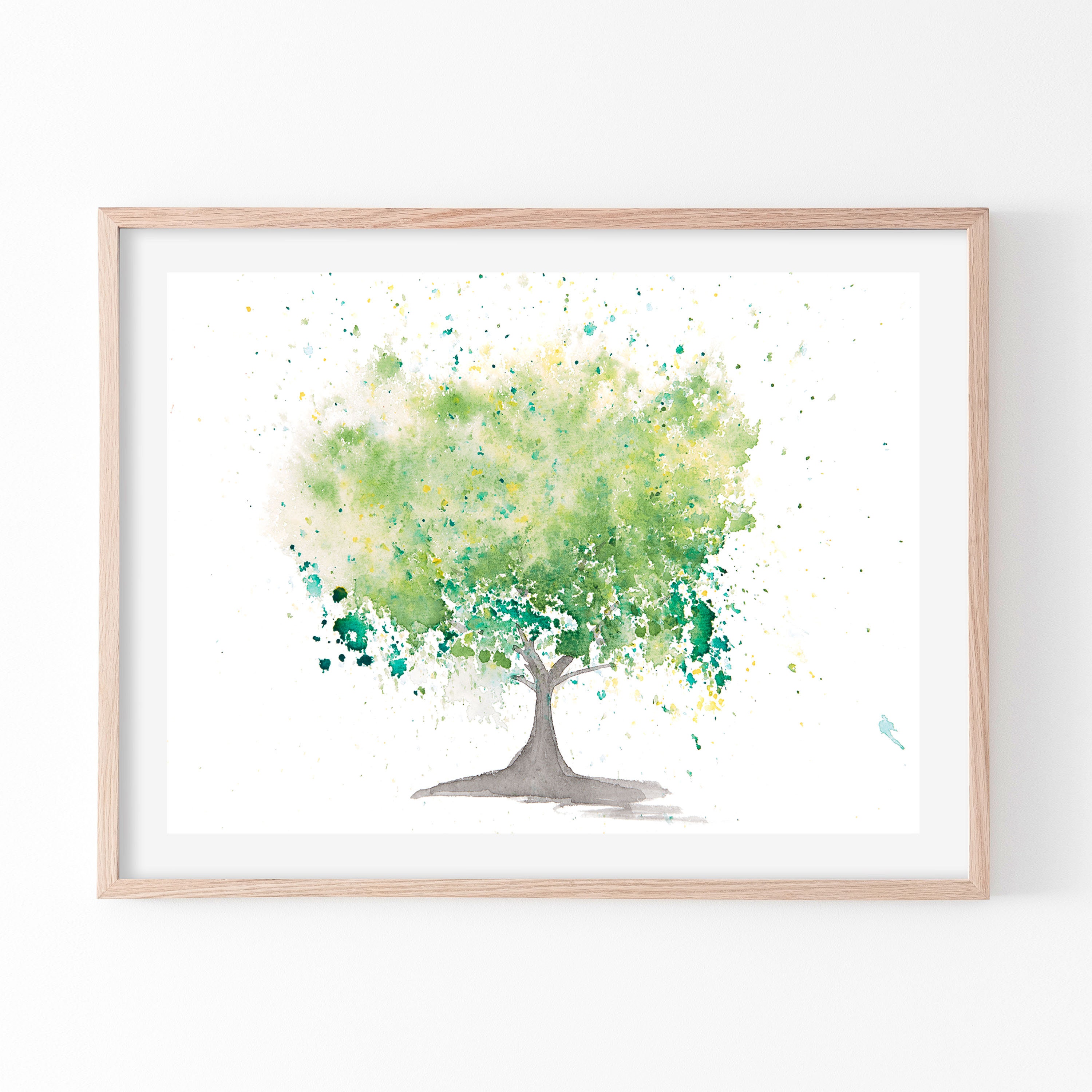 Green Abstract Tree Poster Print Watercolour Fine Art Print | Etsy