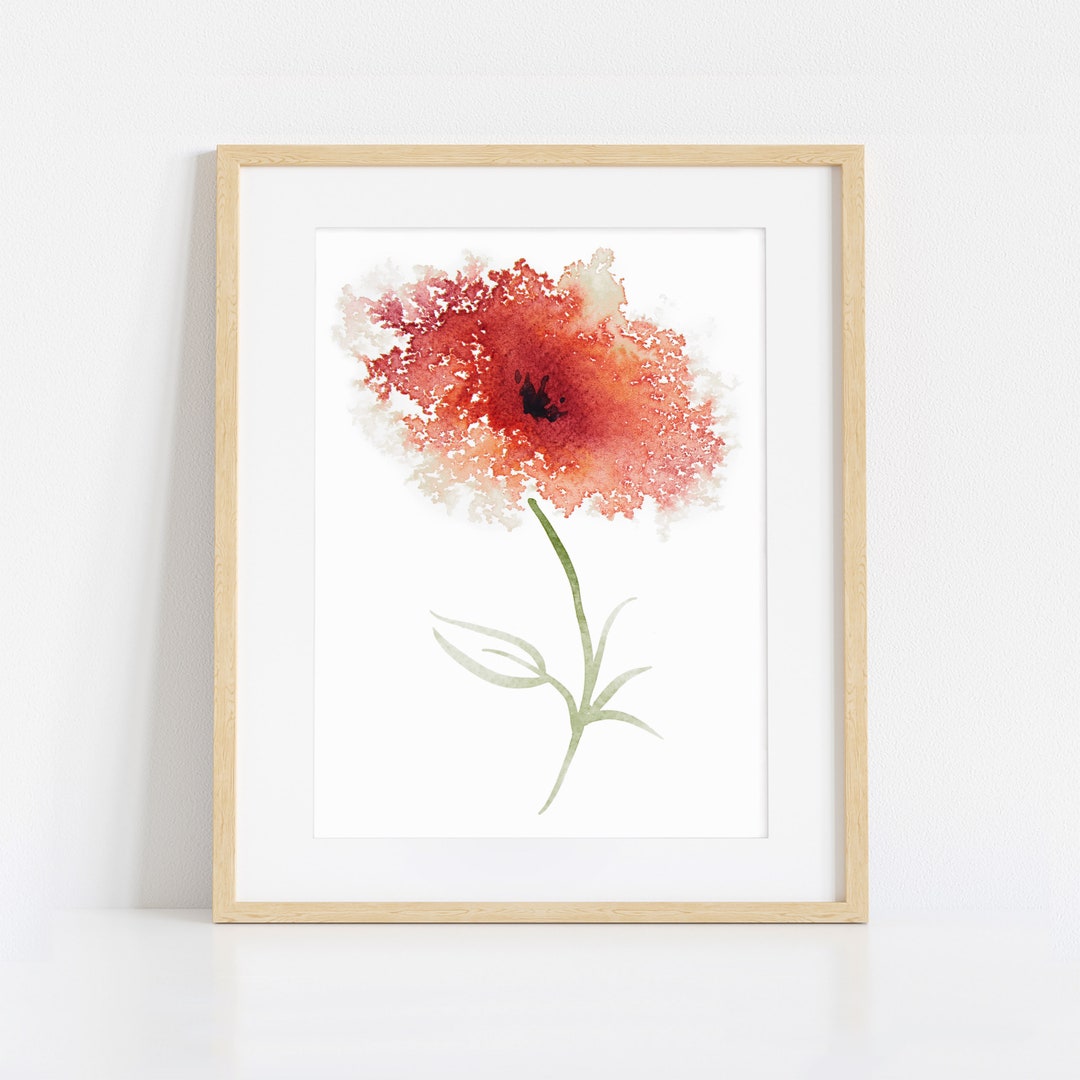 Red Flower Watercolour Abstract Painting, Fine Art Print of Original ...