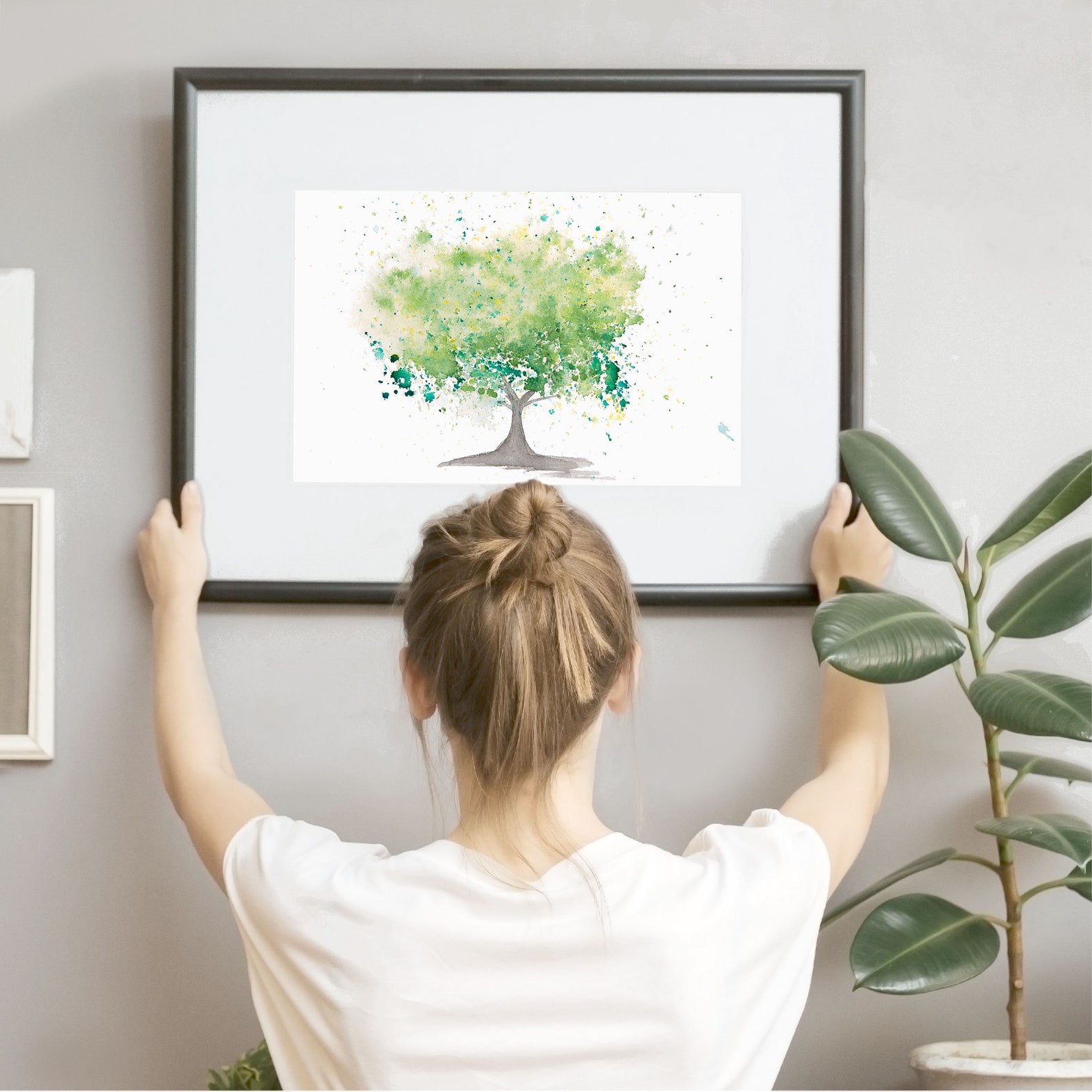 Green Abstract Tree Poster Print Watercolour Fine Art Print | Etsy