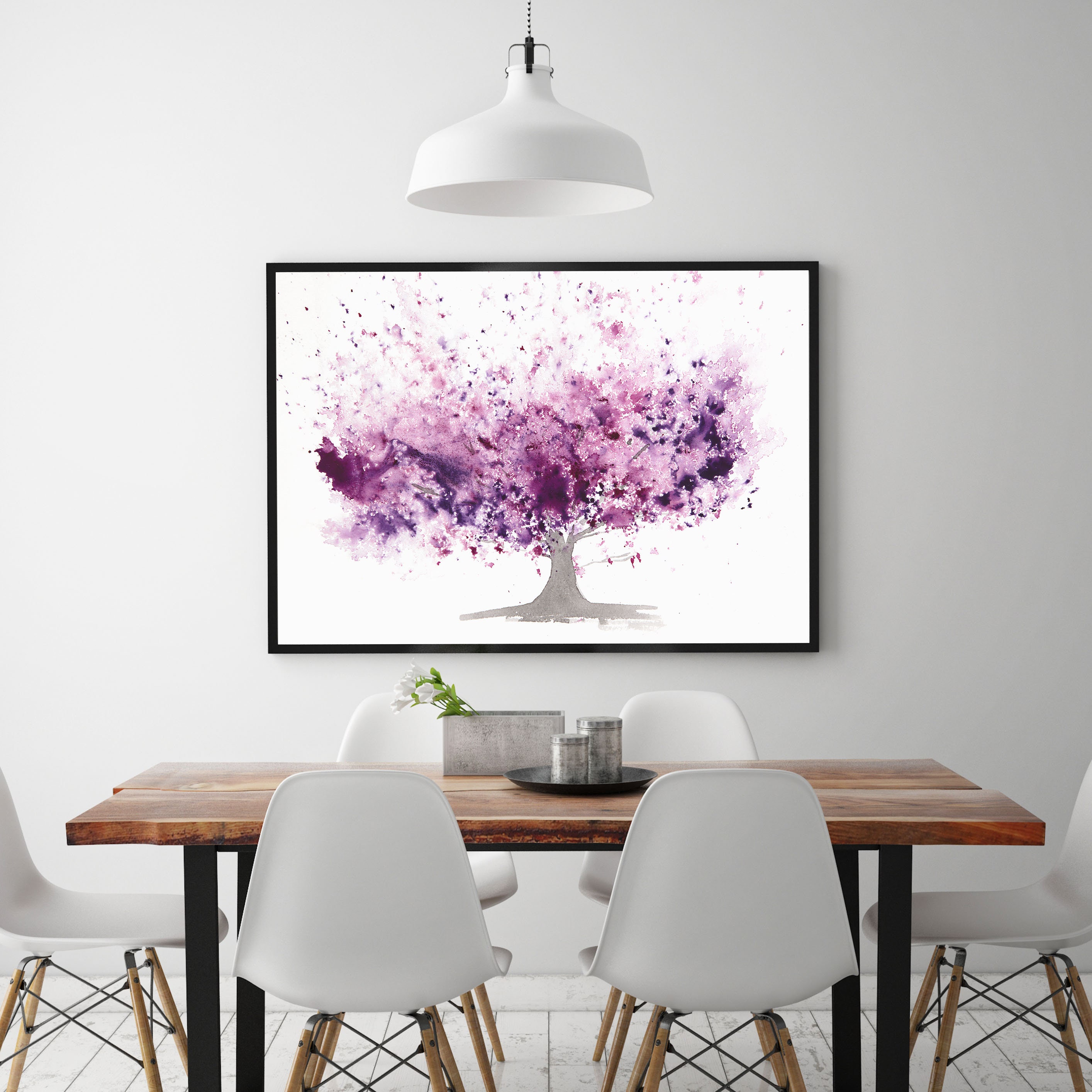 Purple Abstract Tree Poster Print Mauve Watercolour Fine Art - Etsy UK