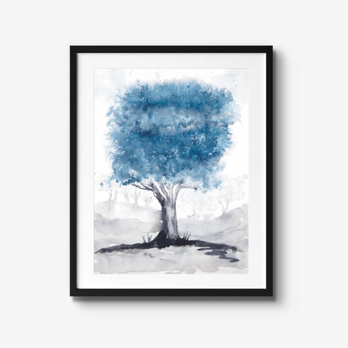 Navy Blue Floral Poster Print Abstract Flower Artwork Nature - Etsy UK