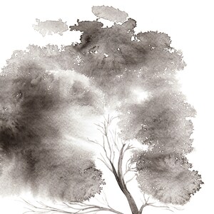 Abstract Tree Painting in Black and White, Monochrome Fine Art Print ...