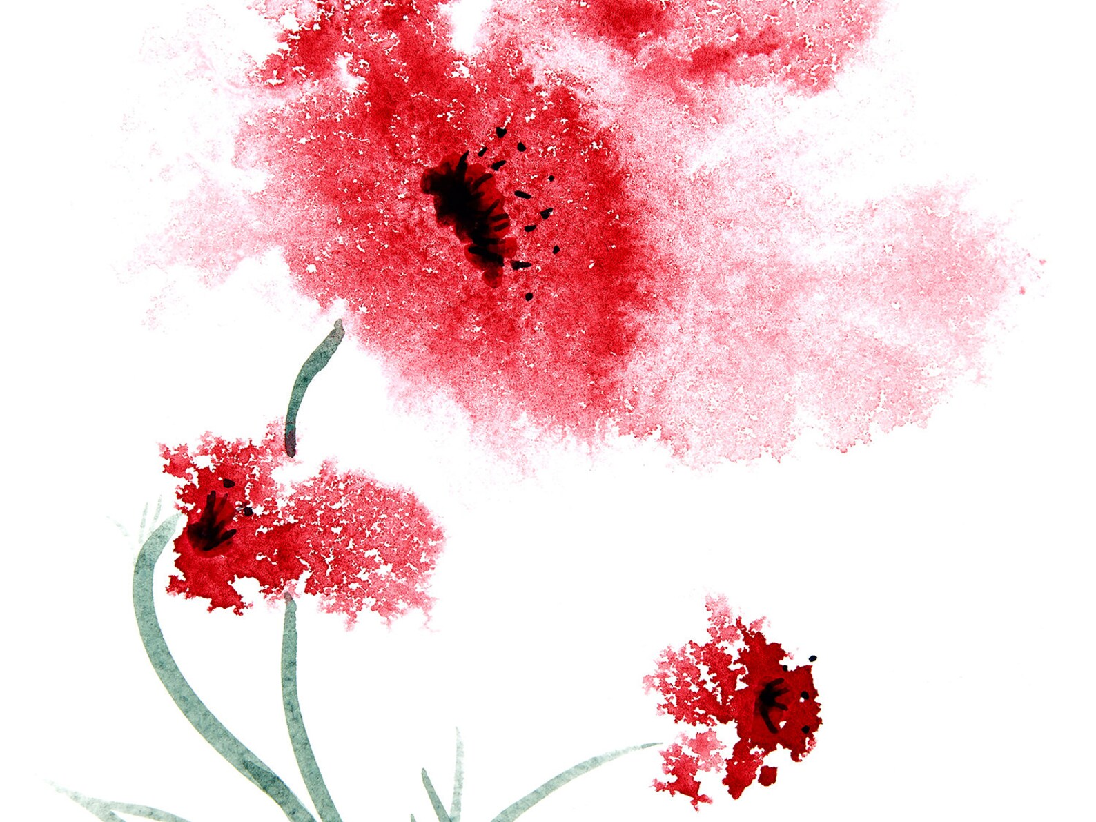 Red Flower Abstract Painting Printable Art for Wall Decor - Etsy