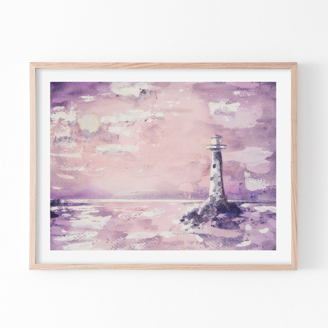 Abstract Lighthouse Seascape Painting, Print of Original Sea Art ...
