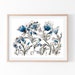 Blue Flower Print, Fine Art Floral Line Drawing, Large Abstract Art ...