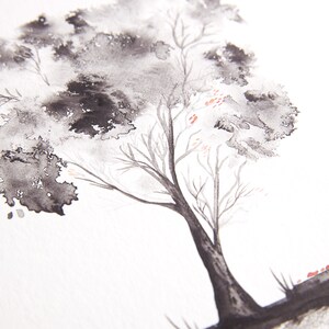 Black and White Abstract Tree Painting, Giclee Print From Original ...