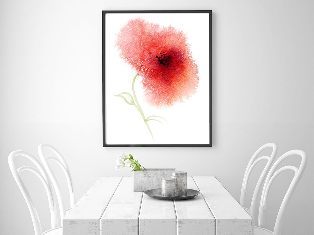 Flower Wall Art Red Wall Decor Downloadable Image - Etsy