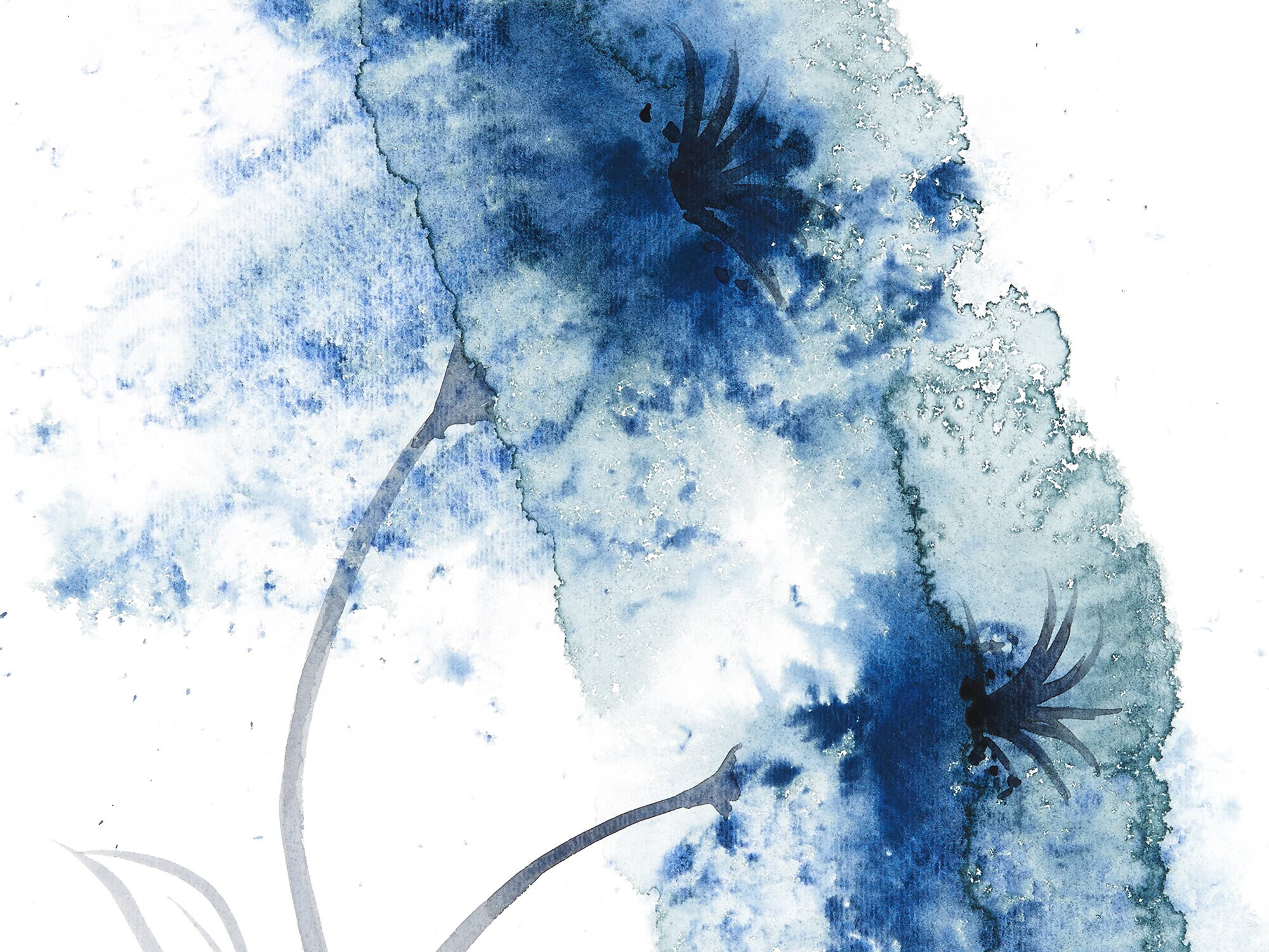 Printable art of flower abstract in blue print of original | Etsy