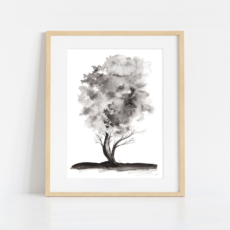 Abstract Tree Painting in Black and White Monochrome Fine Art | Etsy