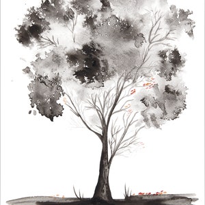Black and White Abstract Tree Painting, Giclee Print From Original ...