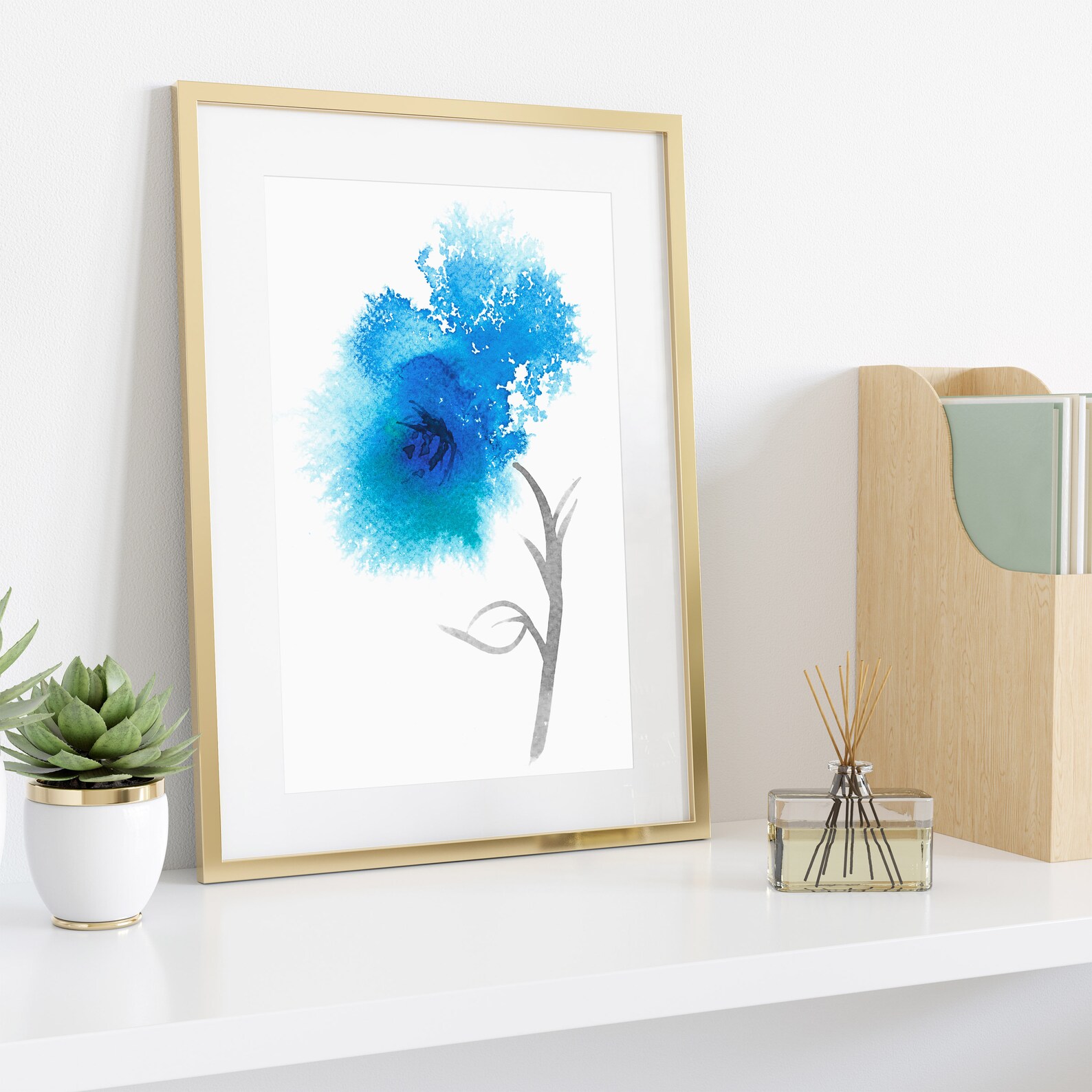 Abstract Blue Flower Painting Fine Art Print of Original - Etsy