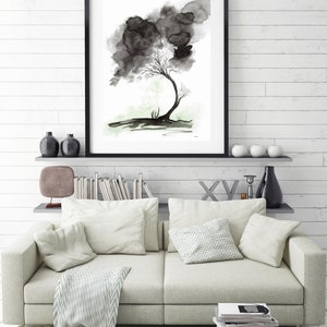 Black and White Abstract Tree Painting, Giclee Print From Original ...