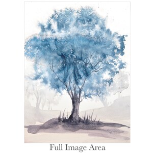 Tree Painting in Blue Print of Original Watercolour Artwork Navy Poster ...