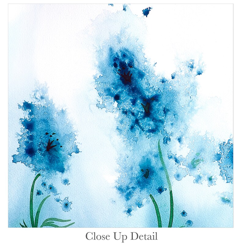 Blue Abstract Flower Print Original Painting in Shades of - Etsy