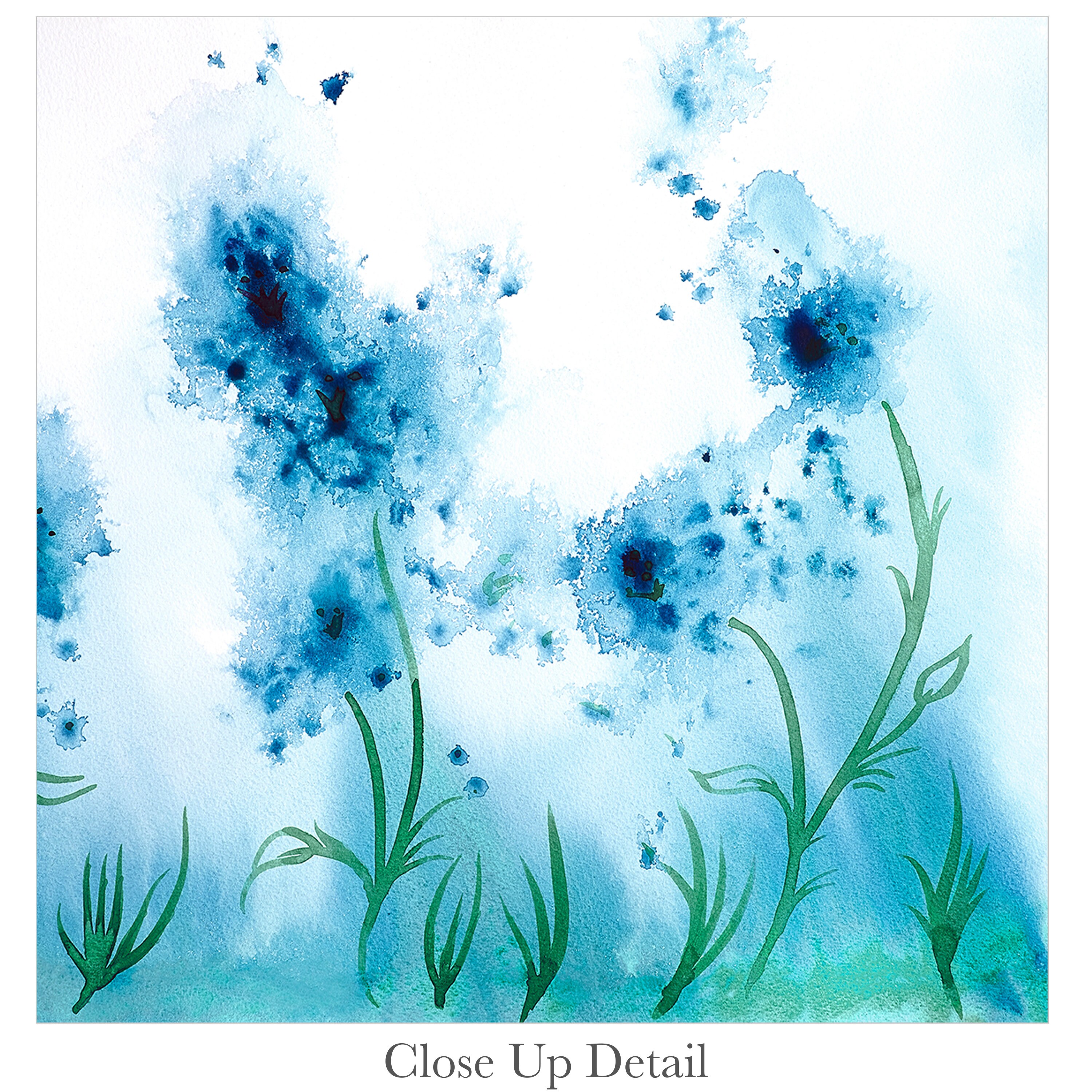 Blue Abstract Flower Print Original Painting in Shades of | Etsy