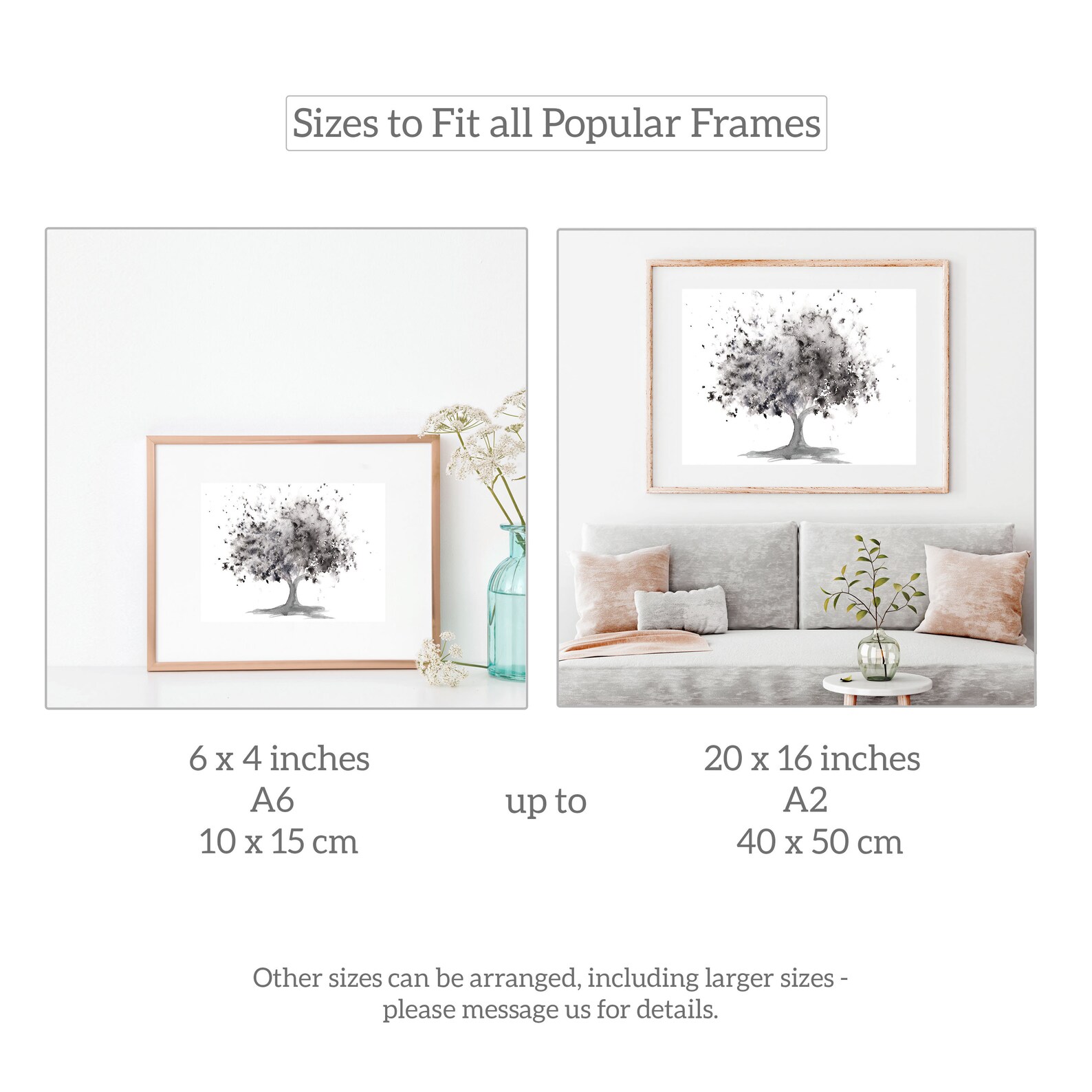 Black and White Abstract Tree Poster Print, Watercolour Fine Art Print ...