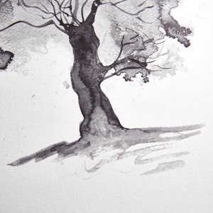 Black and White Abstract Tree Painting, Giclee Print From Original ...