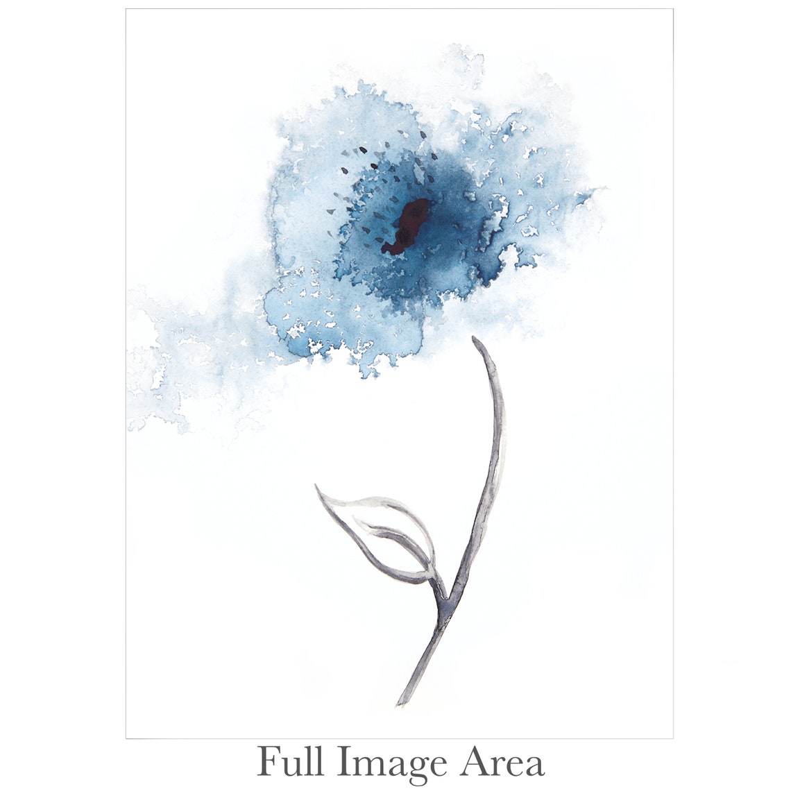Navy Blue Floral Poster Print, Abstract Flower Artwork, Nature Art for ...