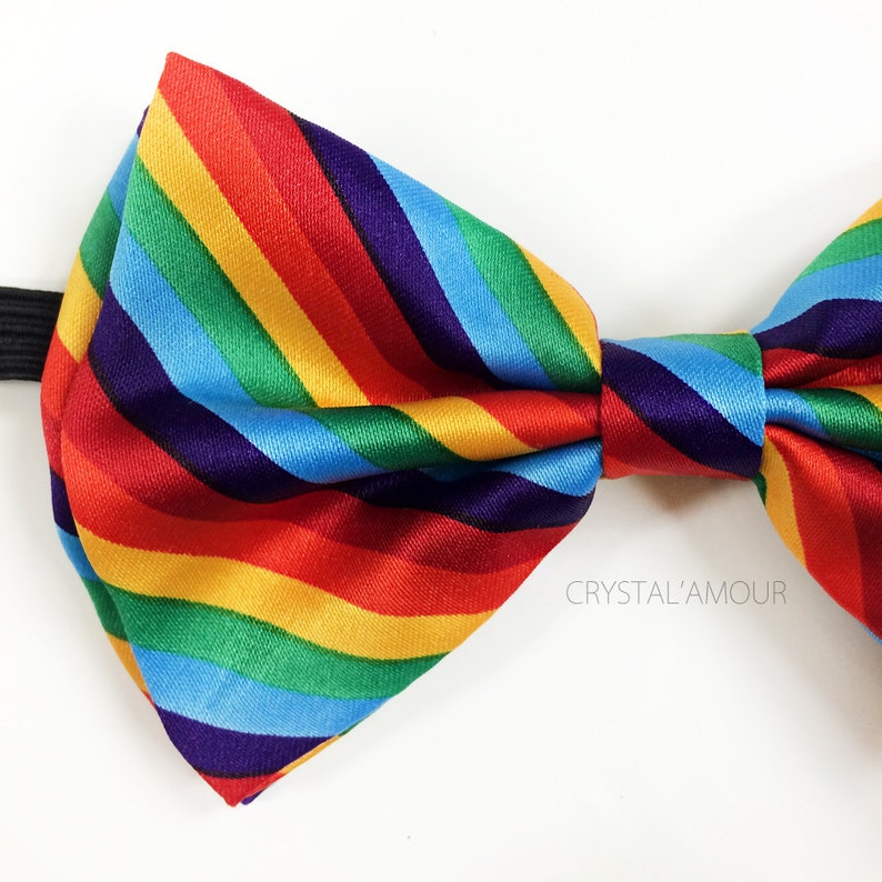 Rainbow Striped Bowtie: Adjustable Polyester Neck Strap - Etsy