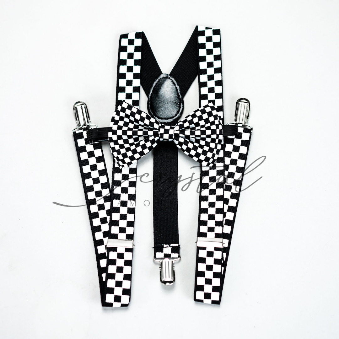 Checker Suspenders for Men Teens and Kids, Checker Bow Tie, Checkered ...