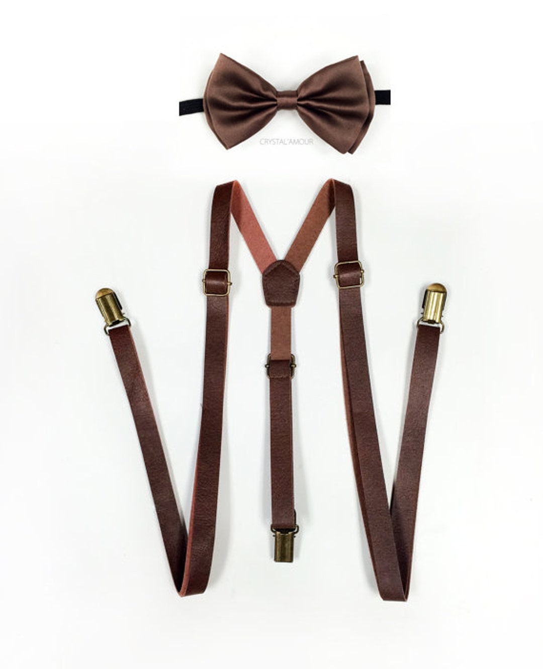 Brown Suspenders, Brown Bowtie, Brown Leather Suspenders, Brown Bowtie ...