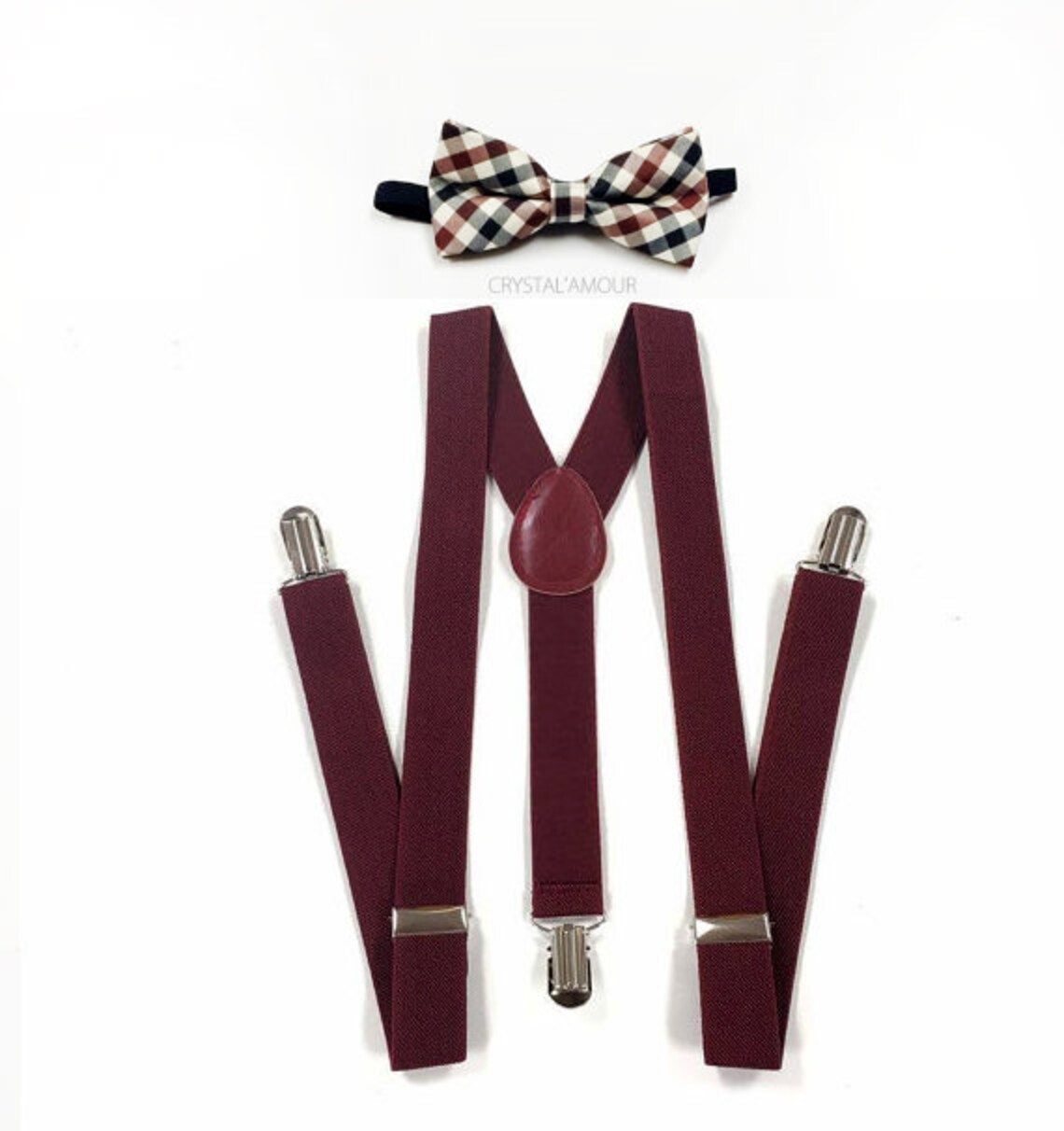 Burgundy Suspenders Burgundy Bowtie Suspenders and Bowtie | Etsy