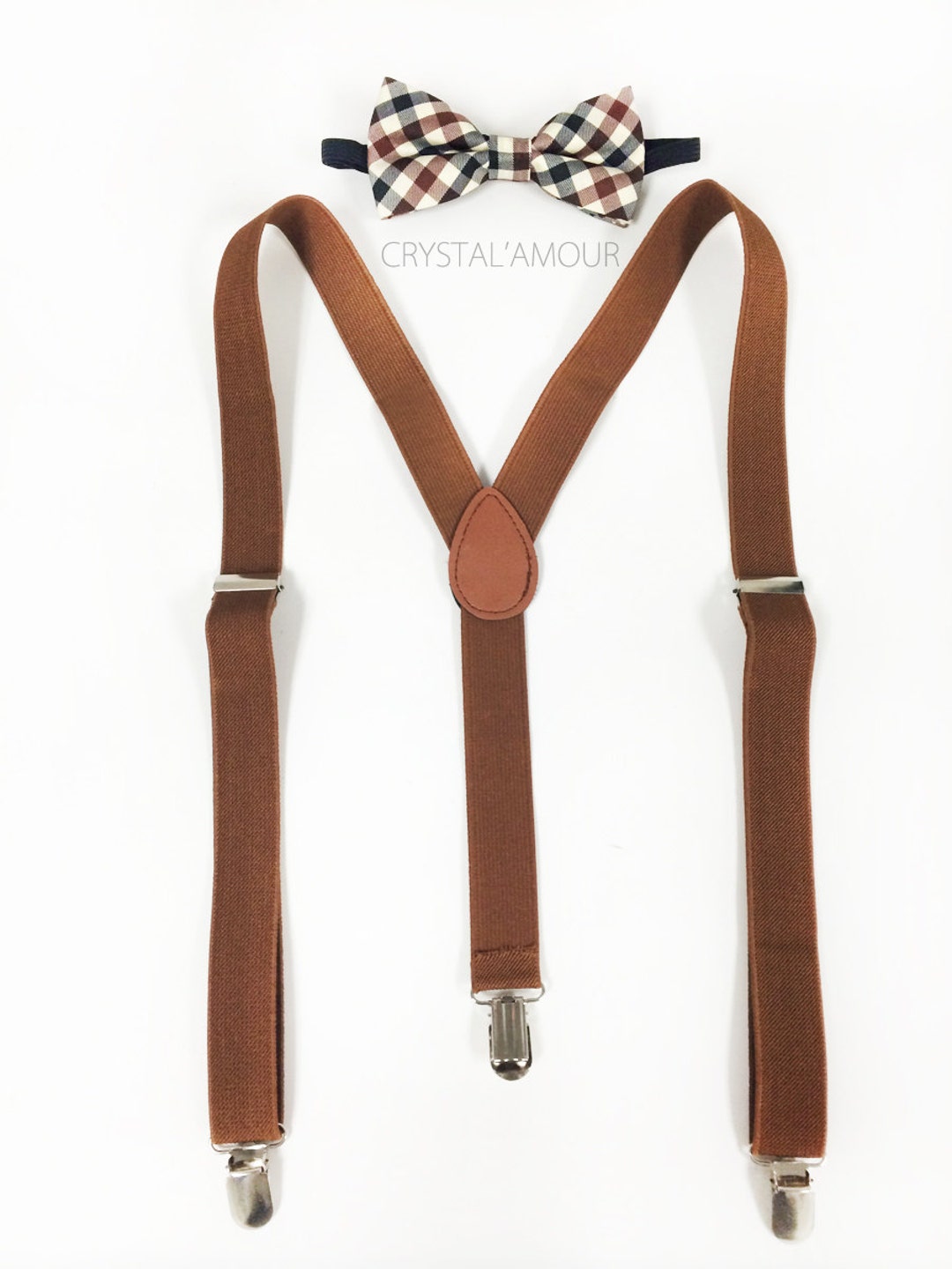 Vintage Inspired Men's Suspenders and Bowtie Set - Plaid Bow Tie With ...