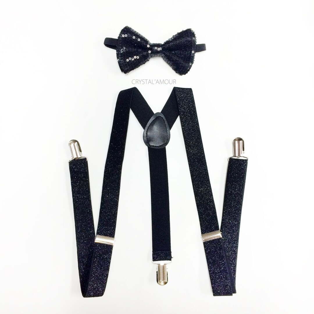 Black Suspenders, Black Bowtie, Black Suspenders Set, Black Bowtie Set ...