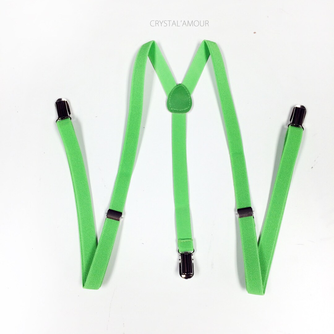 Green Skinny Suspenders, Silver Hardware, Adjustable Straps - Etsy