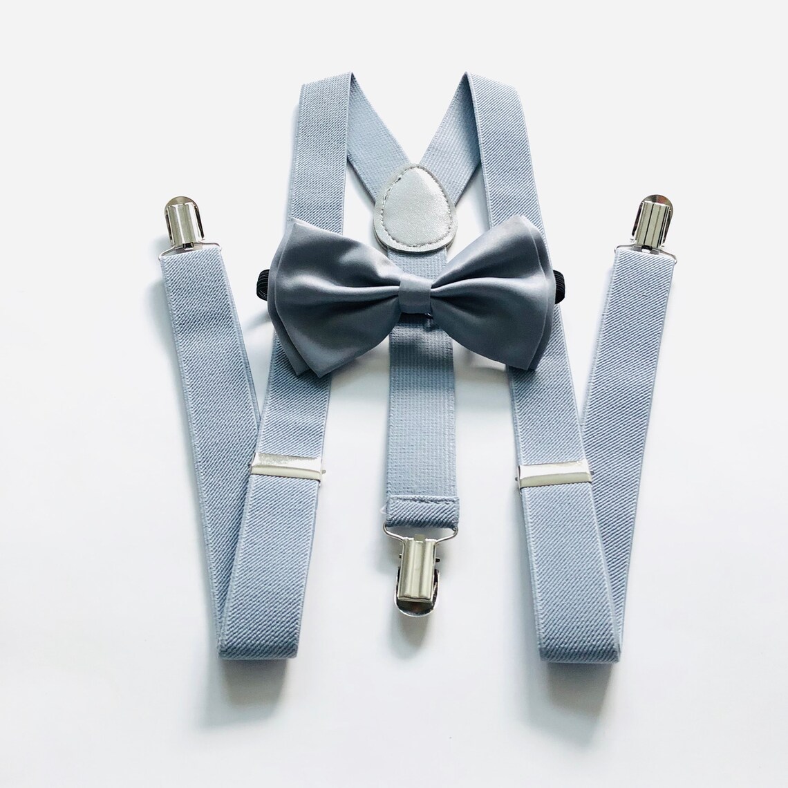 Bow Tie and Suspender Dusty Blue Suspenders Blue Grey - Etsy