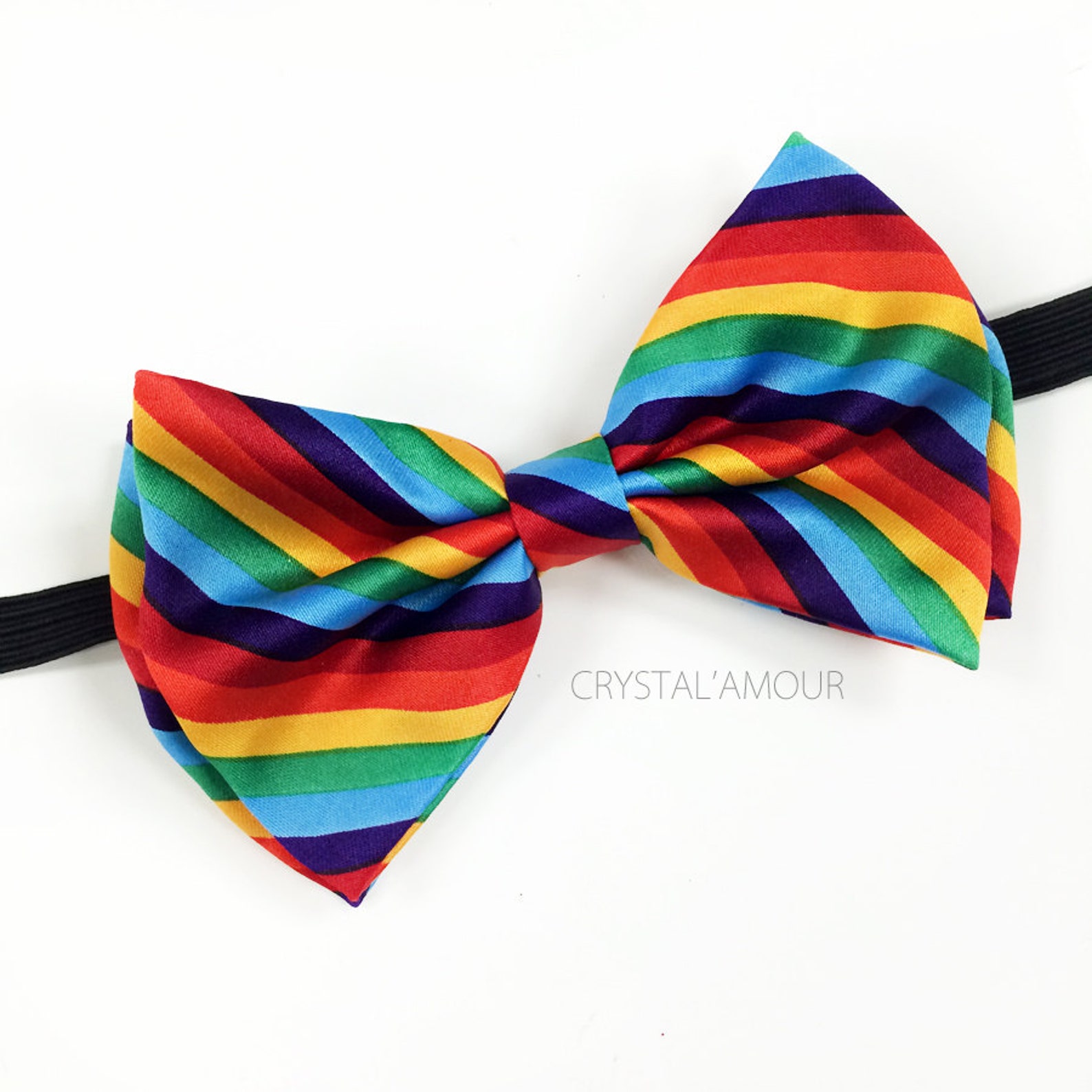 Rainbow Striped Bowtie: Adjustable Polyester Neck Strap - Etsy